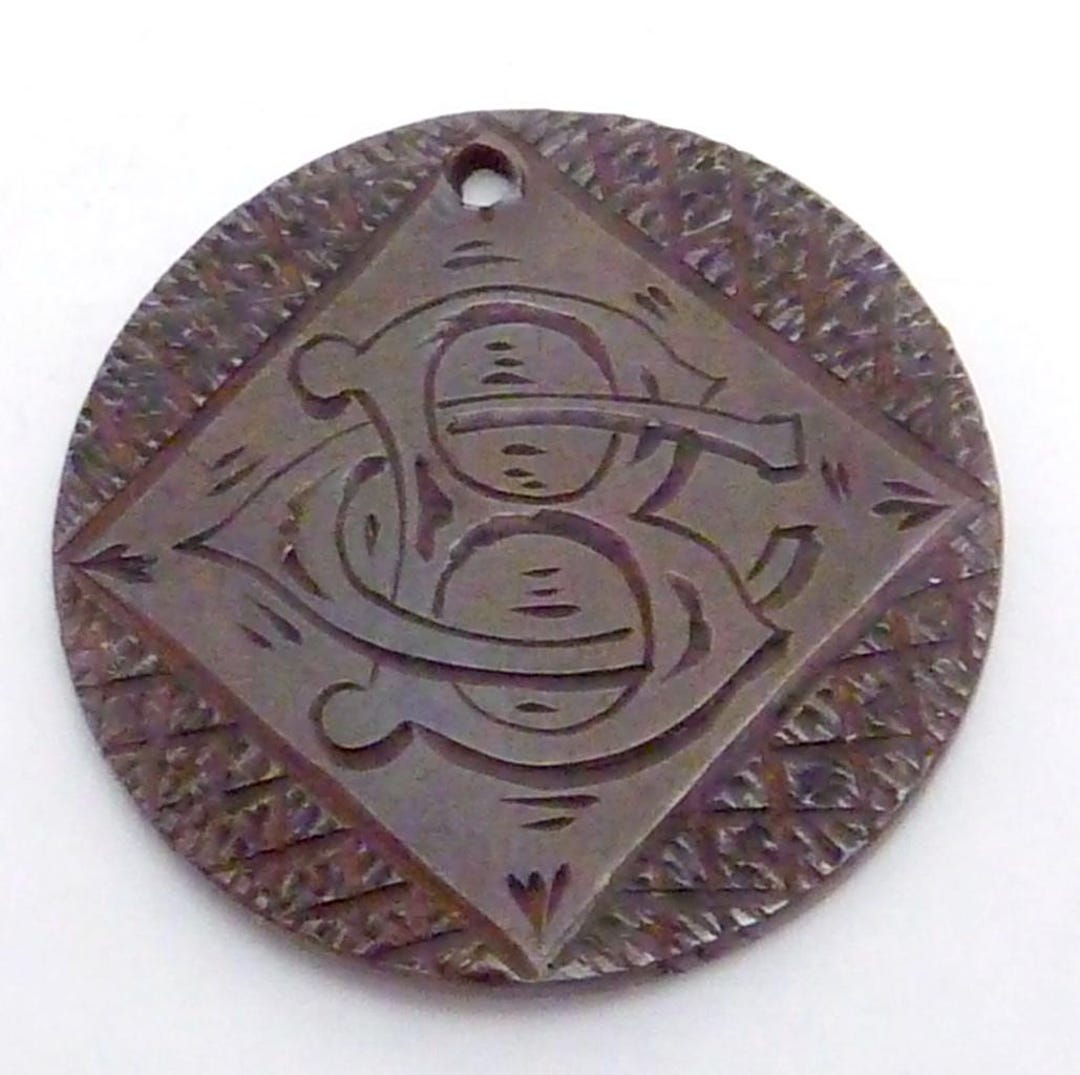 Antique Copper Coin Initial Love Token CB BC Pendant Charm 27036 - Etsy
