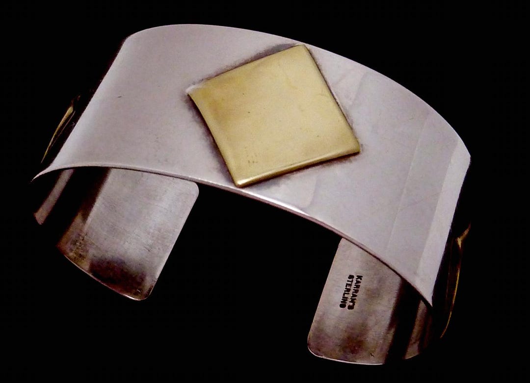 Rare Vintage Alfred Karram Modernist Sterling Silver Brass Cuff ...