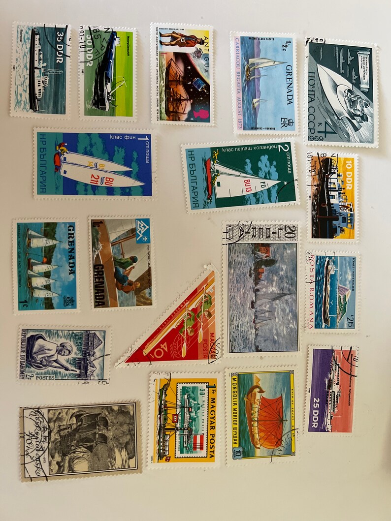 Vintage Nautical Postage Stamps Worldwide Ships, Boats, Watercraft ...