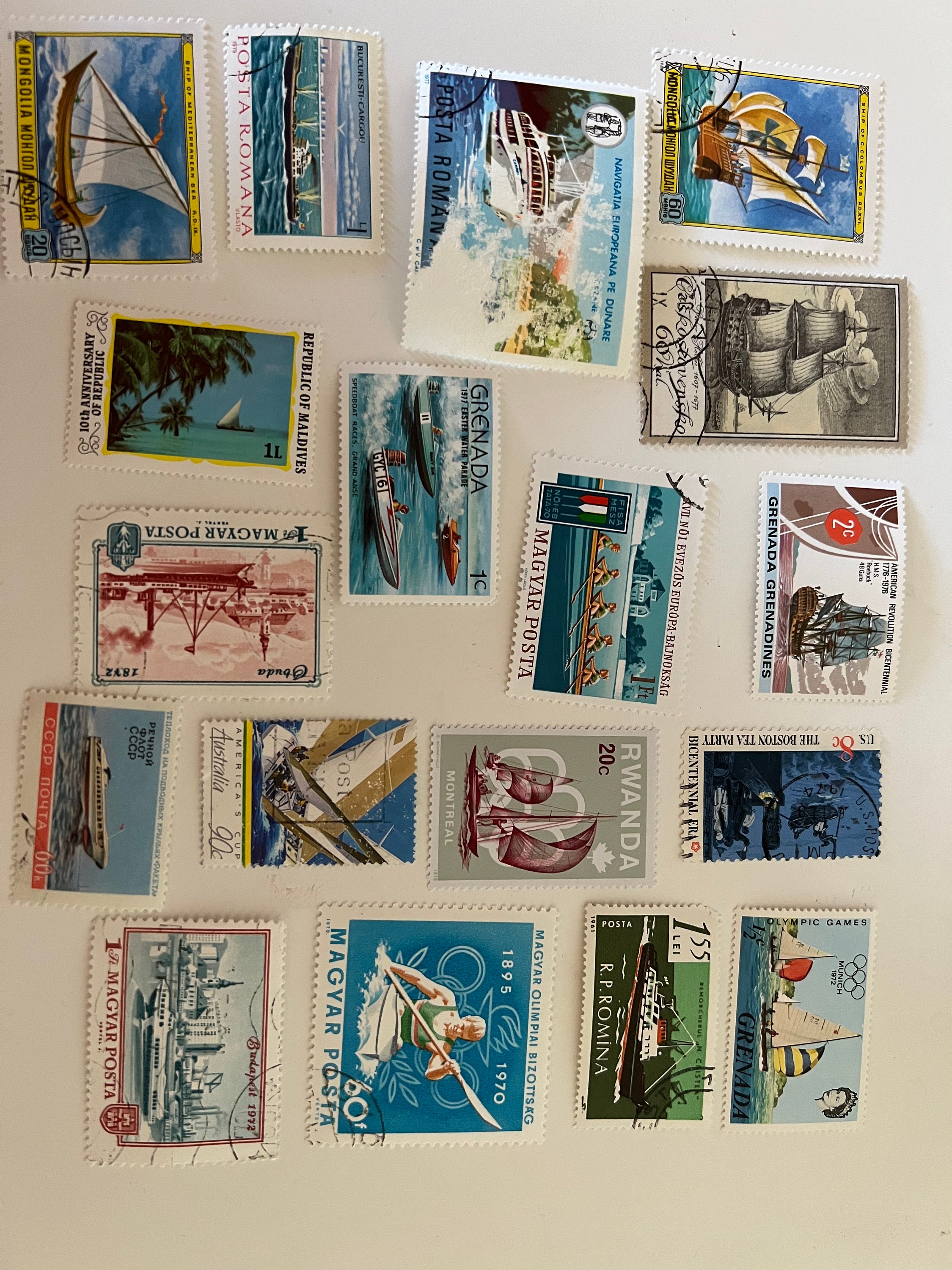 Vintage Nautical Postage Stamps Worldwide Ships, Boats, Watercraft ...