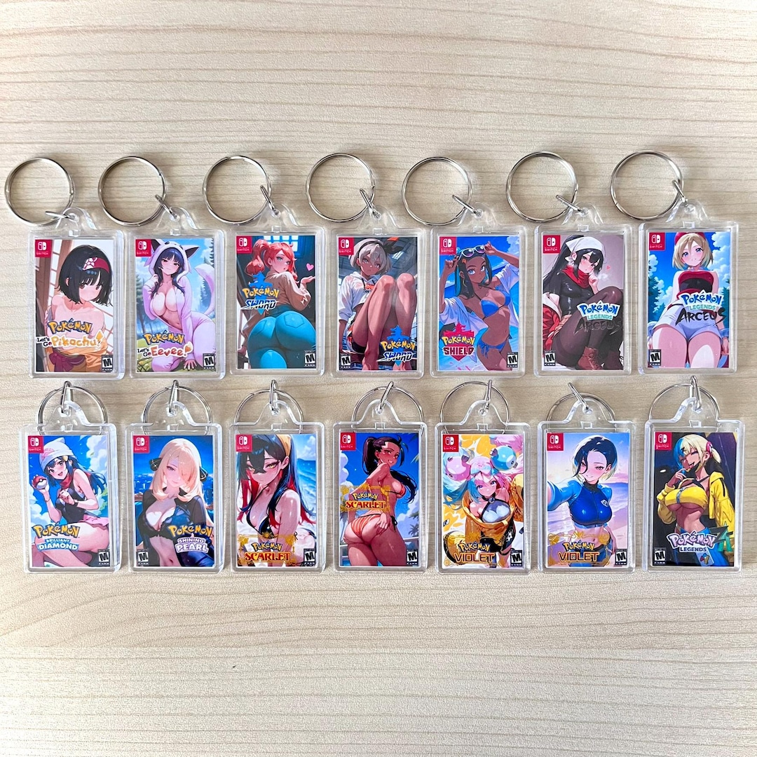 Waifu Pocket Monster Game Cover Keychain | Switch Game Art - Etsy