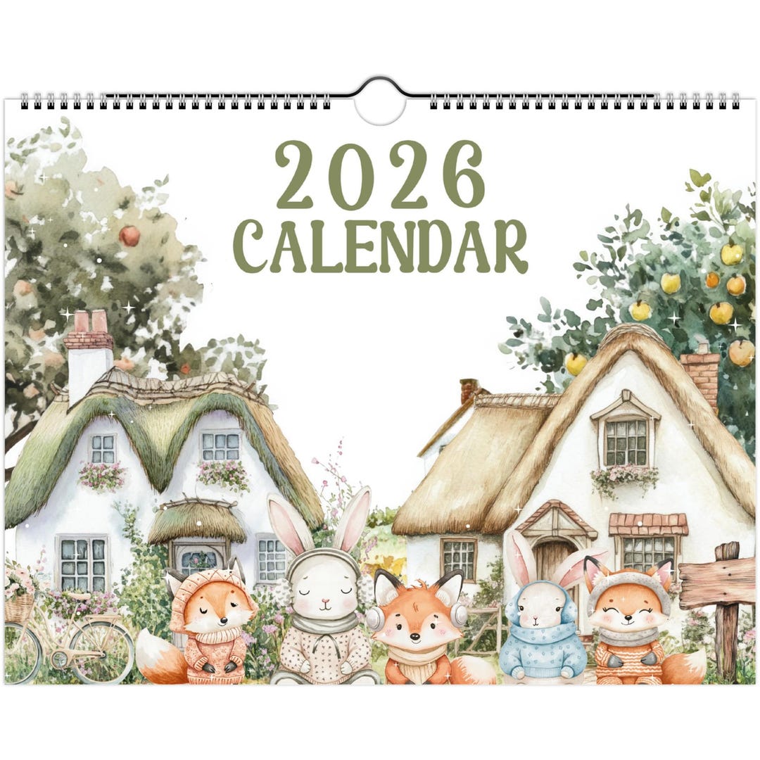 Woodland Animal 2026 Wall Calendar | Fox, Bunny & Squirrel Art - Etsy