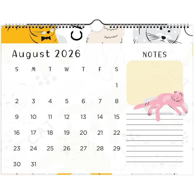 Cute Cats 2026 Wall Calendar - Playful Monthly Planner - Etsy