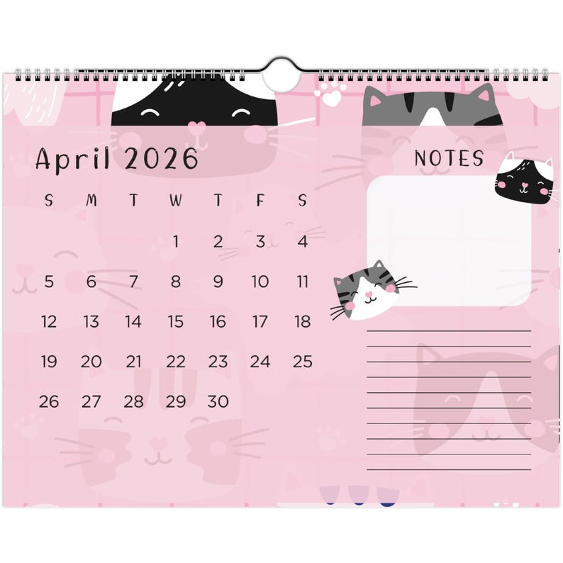 Cute Cats 2026 Wall Calendar - Playful Monthly Planner - Etsy