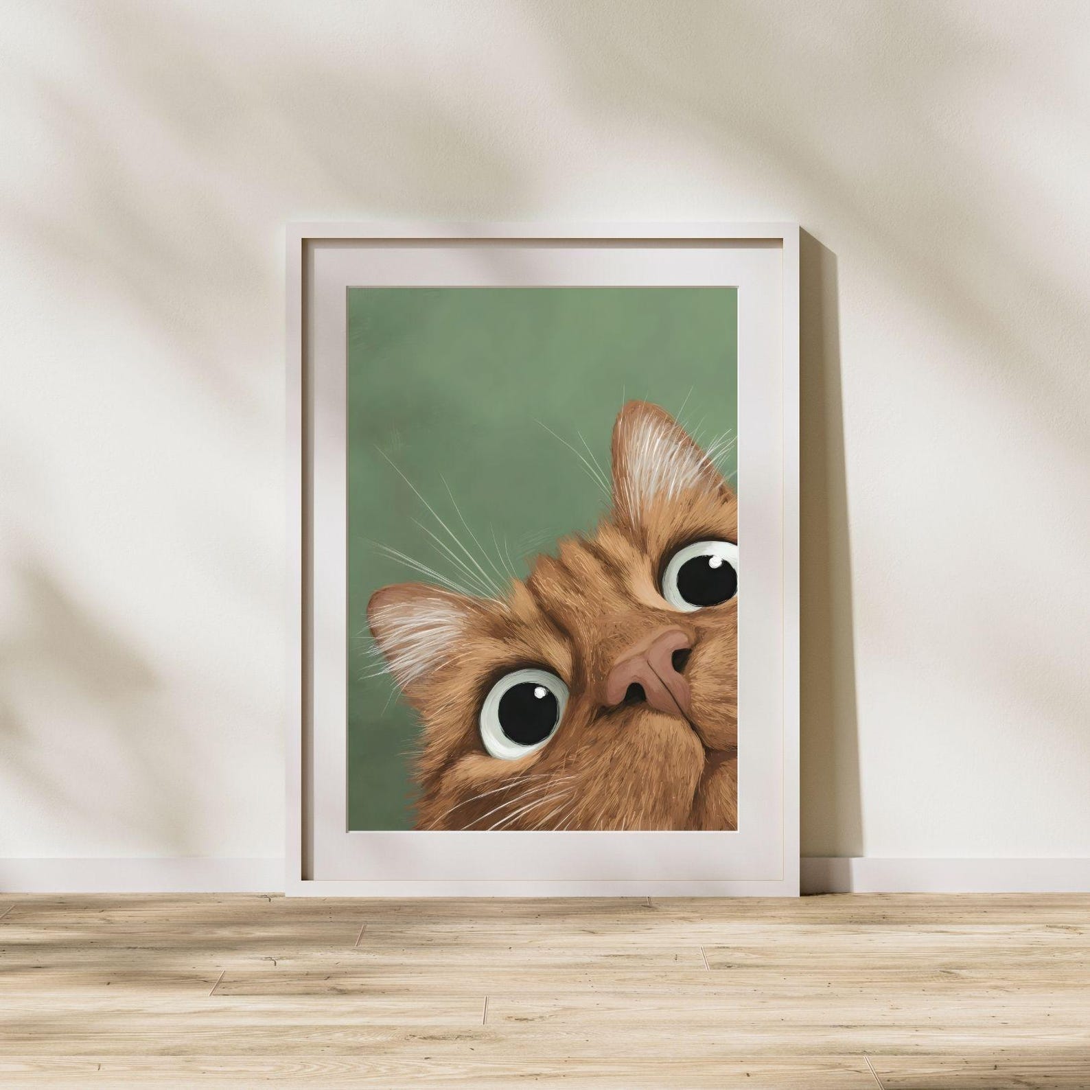 Curious Ginger Cat Wall Art | UNFRAMED Rolled Art Print - Etsy