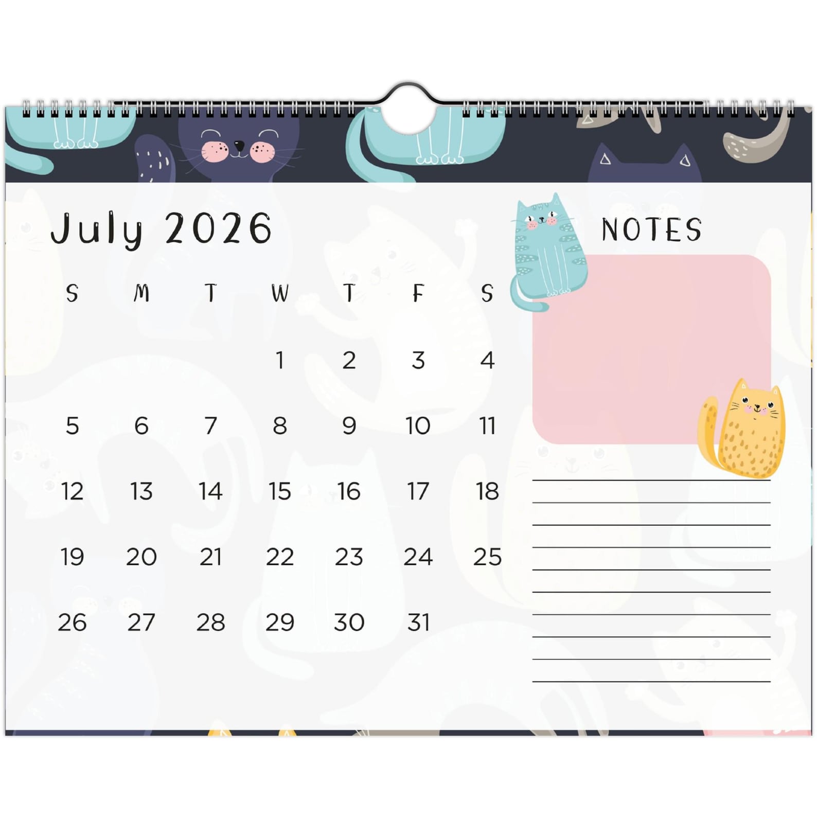 Cute Cats 2026 Wall Calendar - Playful Monthly Planner - Etsy