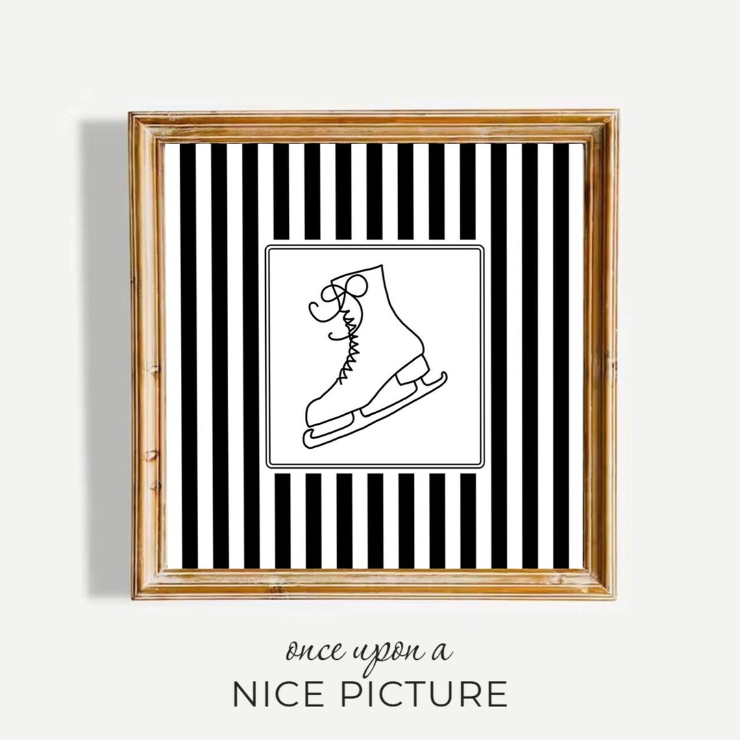 Ice Skater Print, Ice Skating Printable, Black and White Striped ...