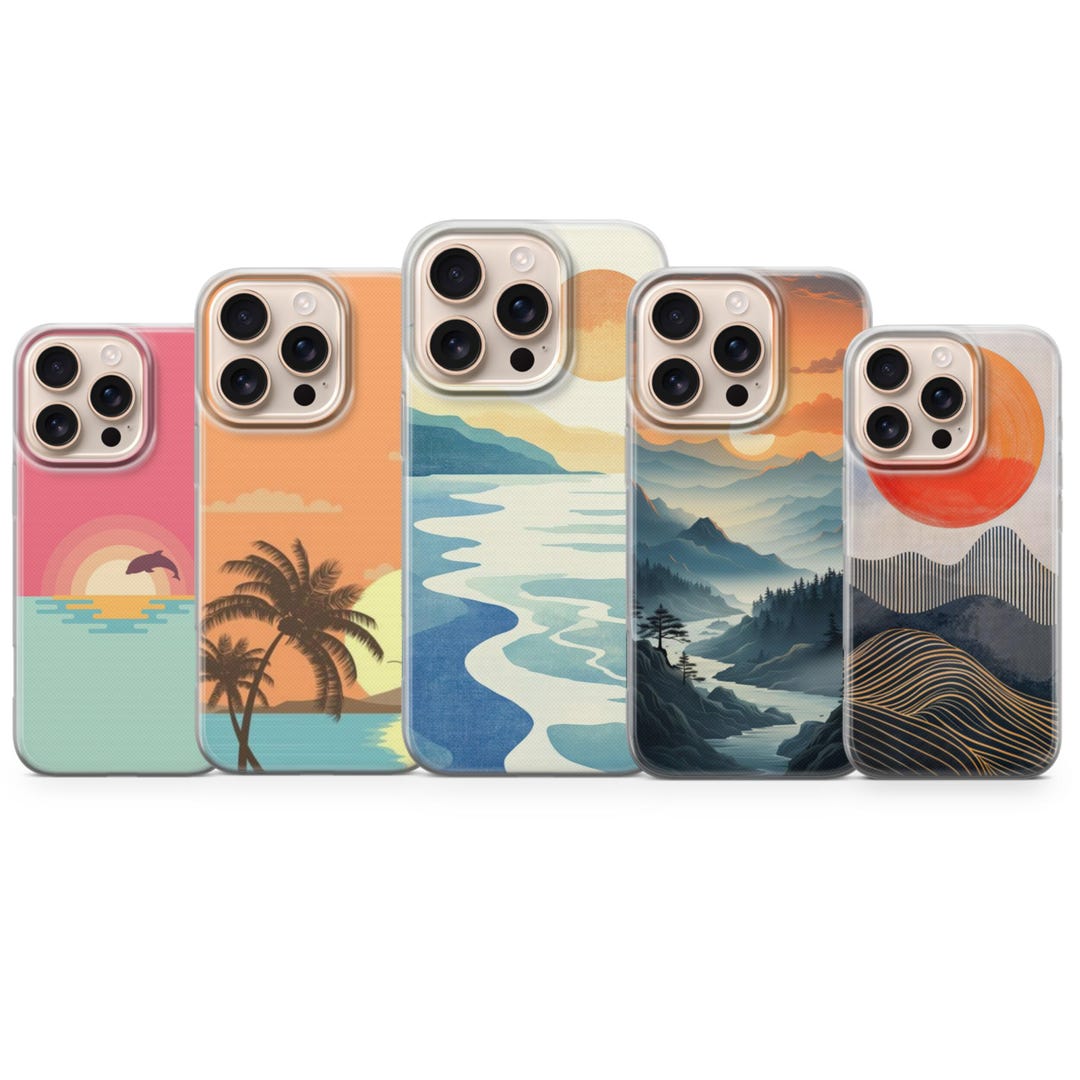 Ocean Sunset Phone Case Beach Vibe Cover for iPhone 17 Pro Max, 16e, 15 ...