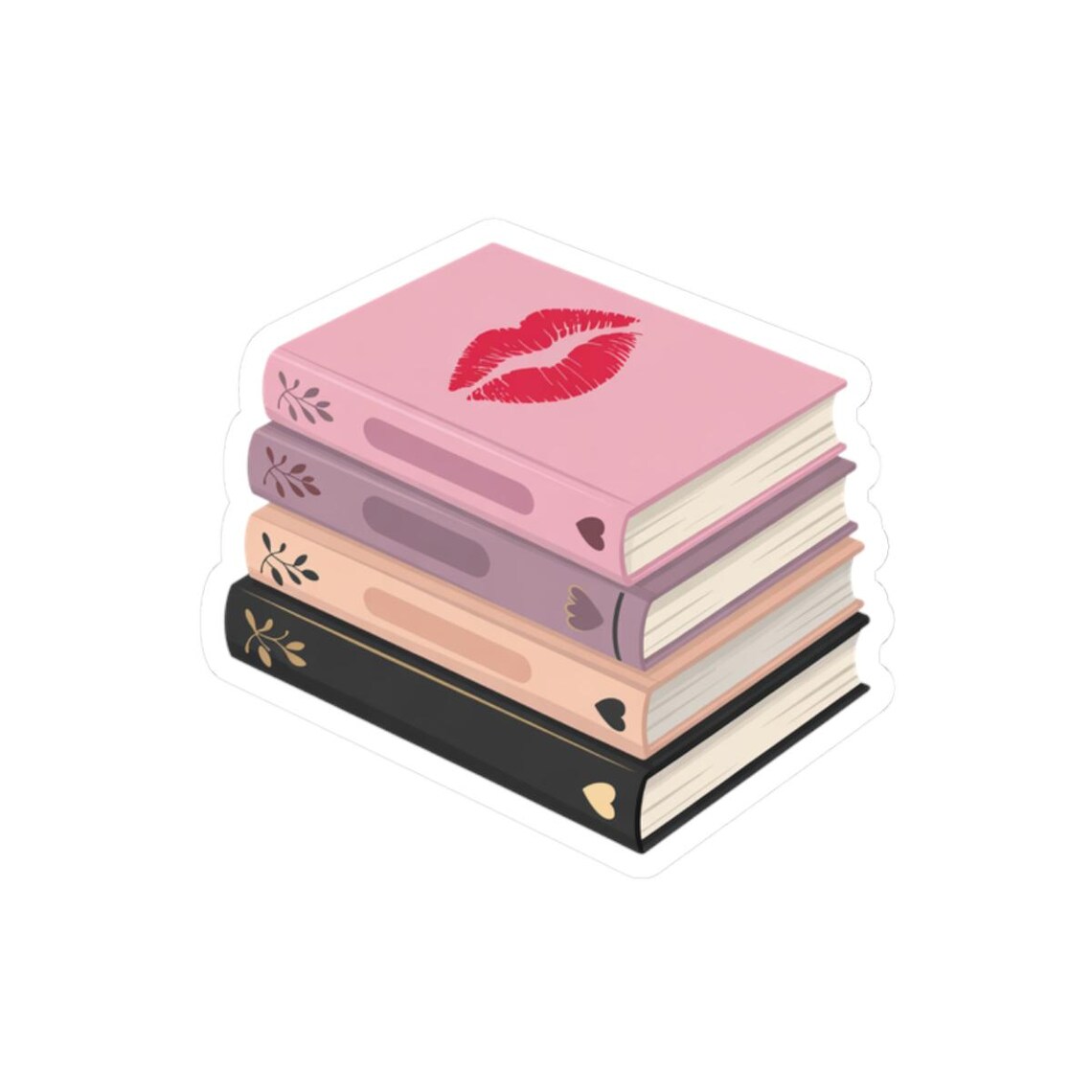 Book Stack Kiss Sticker, Glossy Vinyl Decal - Etsy
