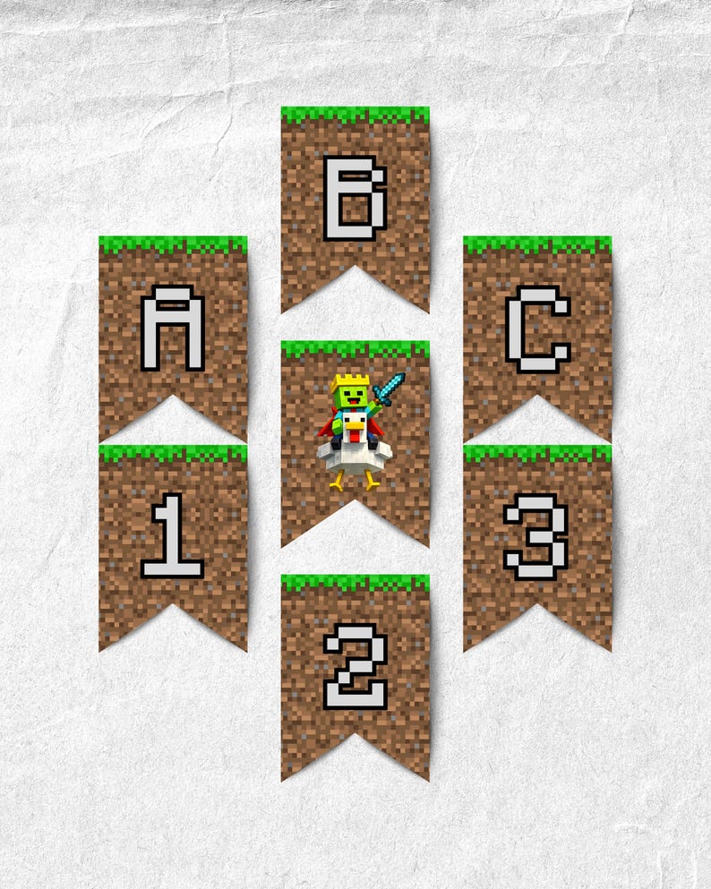 Pixel Game Birthday Banner | Full Alphabet & Numbers | Video Game Party ...