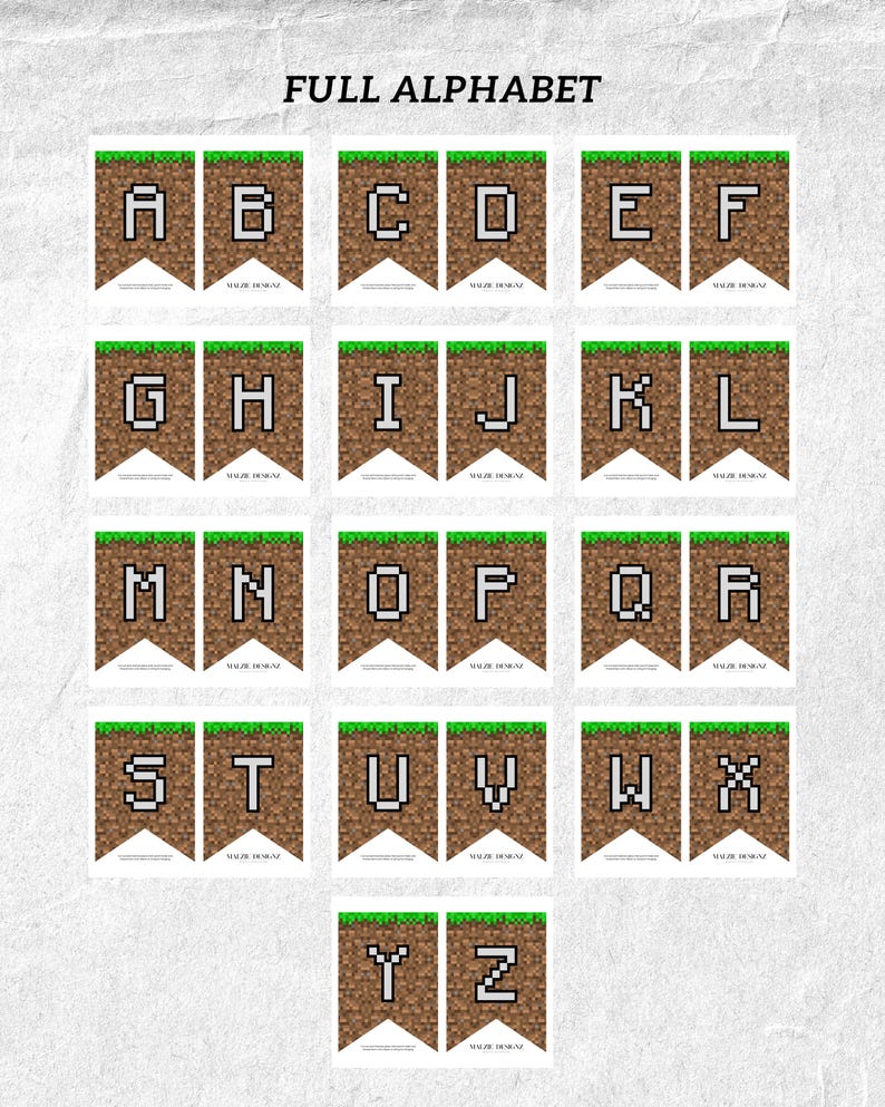 Pixel Game Birthday Banner | Full Alphabet & Numbers | Video Game Party ...