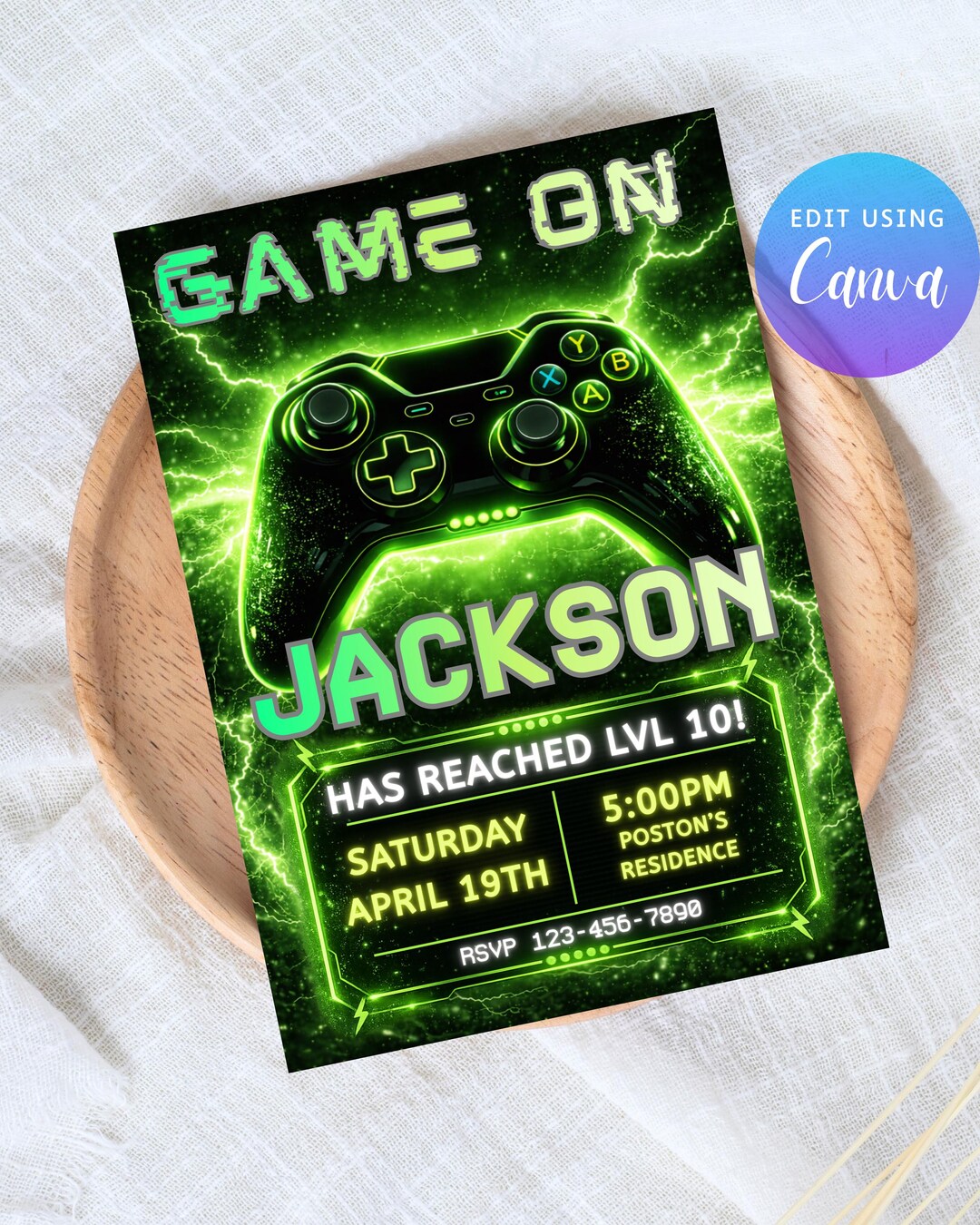 Gaming Boys Inv | Game on Birthday Invitation | Level up Gamer Invite ...