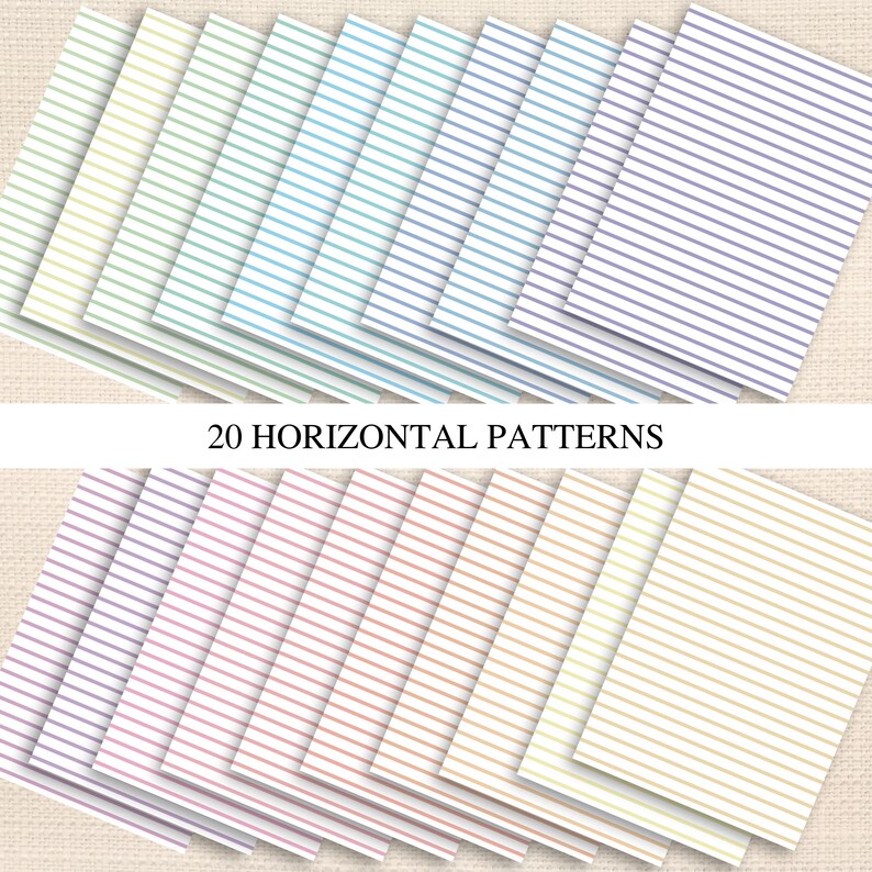 40 Printable Stripe Patterns, Pastel Stripe Digital Paper Bundle ...