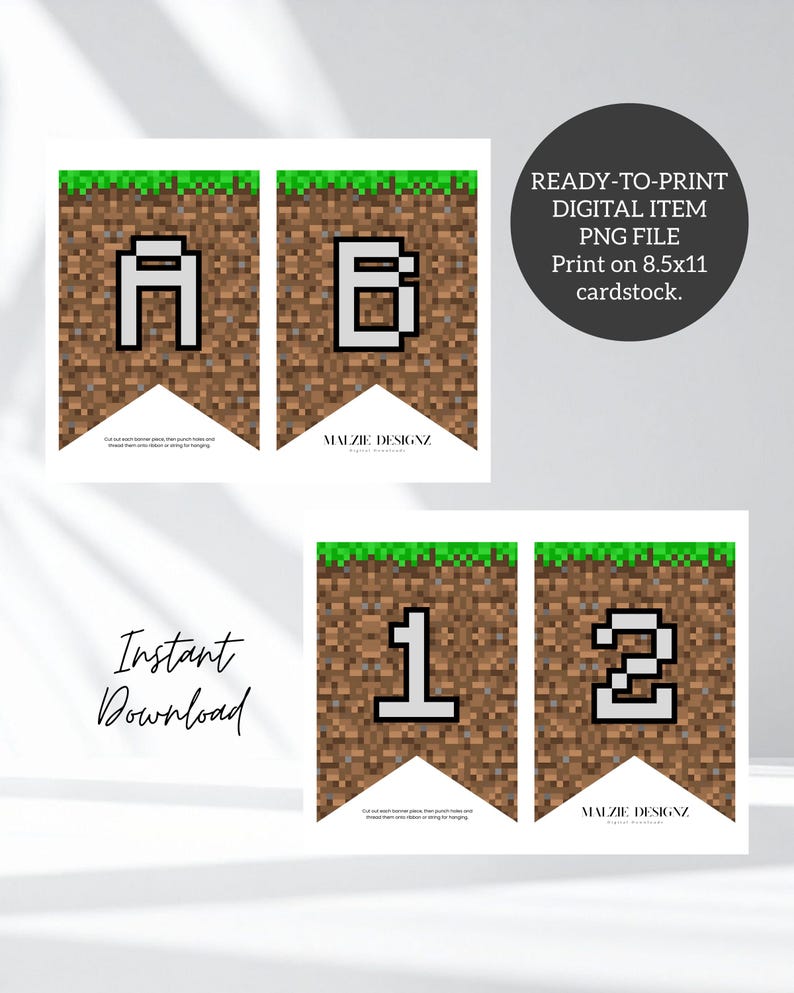 Pixel Game Birthday Banner | Full Alphabet & Numbers | Video Game Party ...