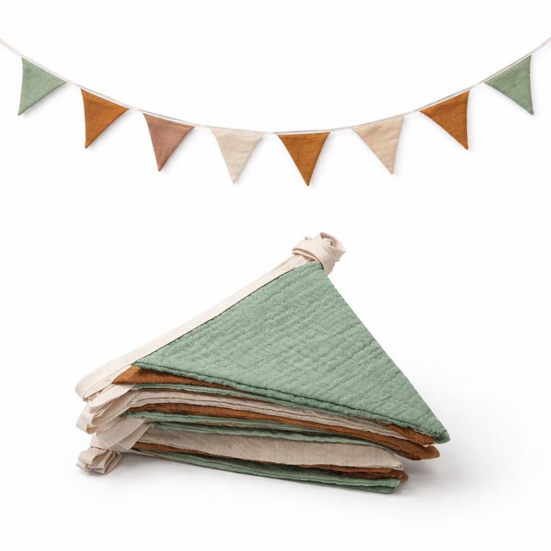 Cotton Fabric Bunting Banner, Pastel Boho Pennant Flags, Nursery Decor ...