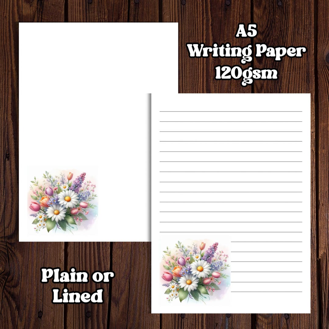 Spring Flowers Writing Paper, 10 X A5 Sheets 120gsm Lined or Unlined - Etsy