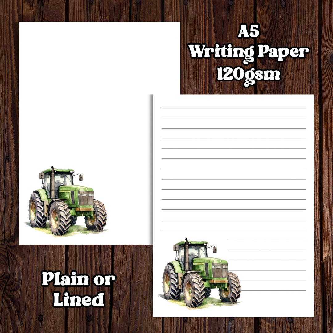 Tractor Writing Paper, 10 X A5 Sheets 120gsm Lined or Unlined ...