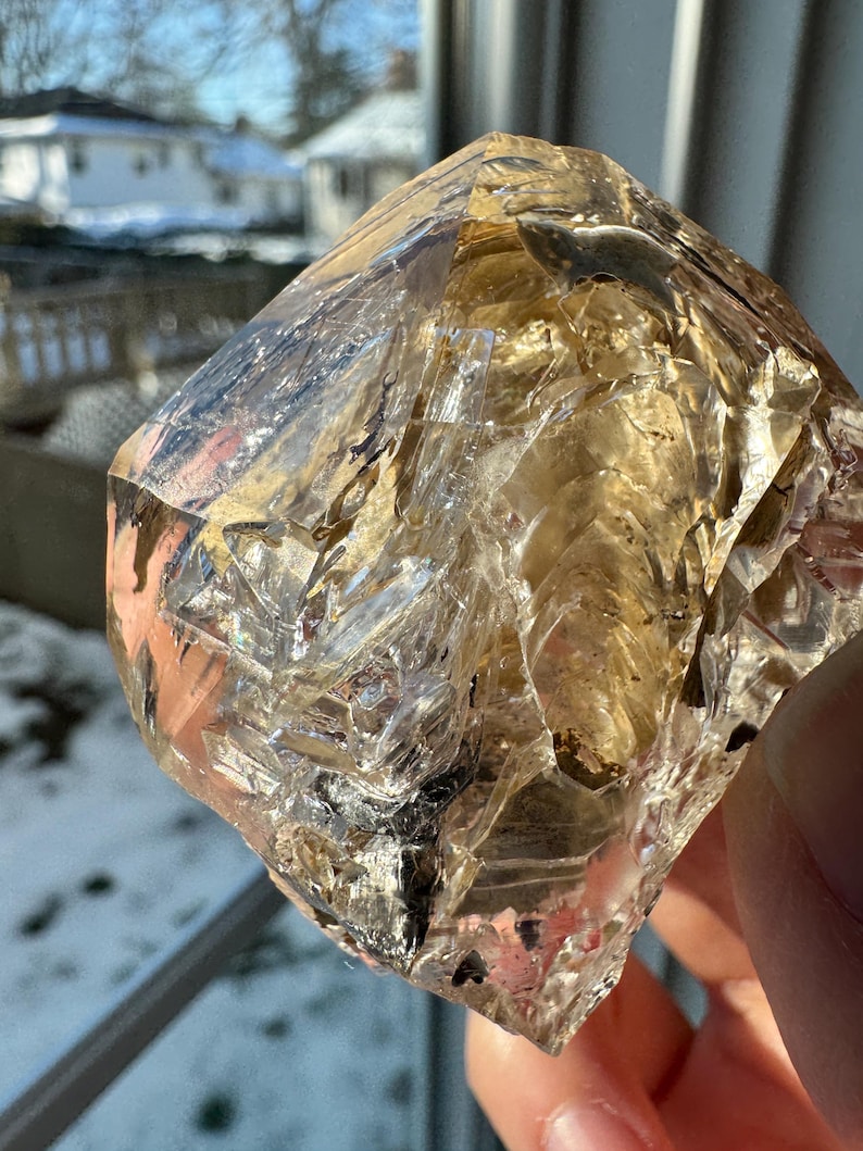 Herkimer-style Diamond Quartz With Skeletal Internal Channels, Yellow ...