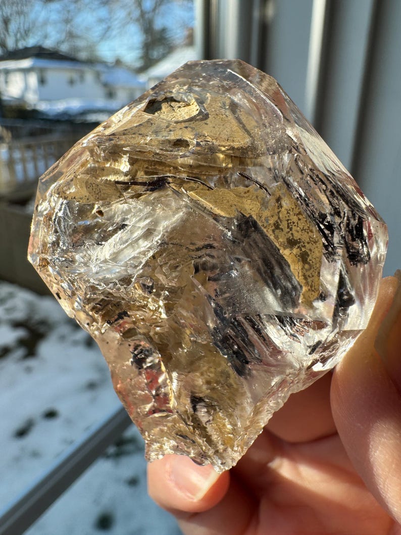 Herkimer-style Diamond Quartz With Skeletal Internal Channels, Yellow ...