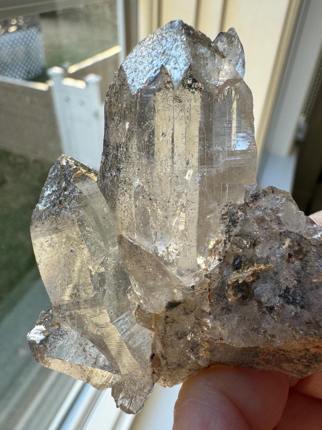 Ganesh Himal Himalayan Quartz Cluster – Multi-point With Dark Mineral ...