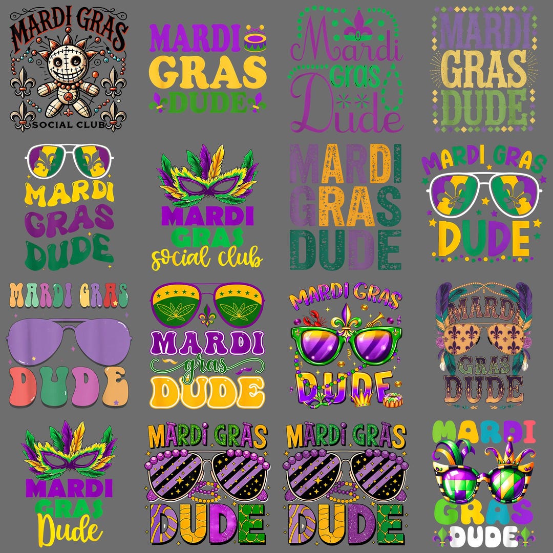 Retro Masquerade Mardi Gras Dude Beads Parade Costume PNG – Retro Mardi ...