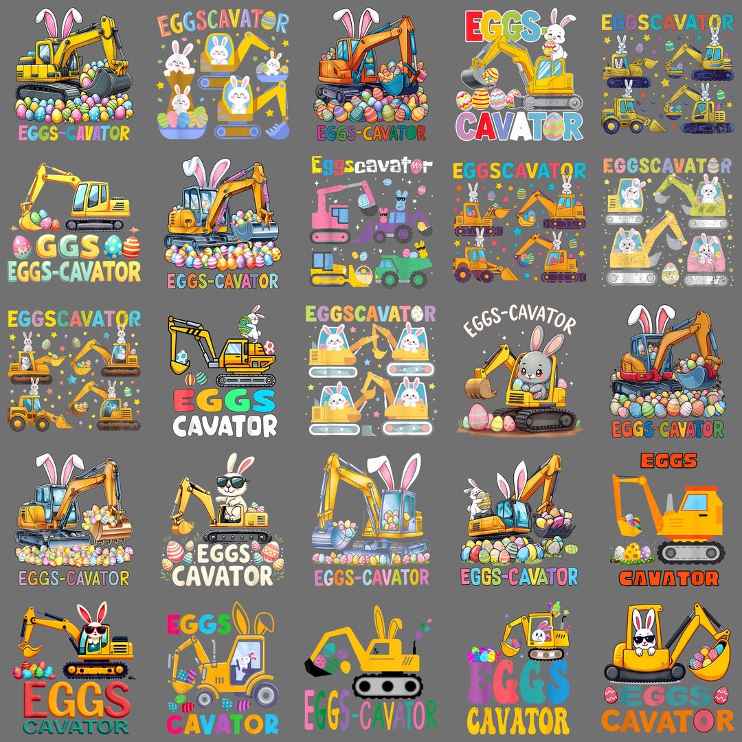 Eggs-cavator Easter Excavator Toddler Boys Kids PNG, Funny Construction ...