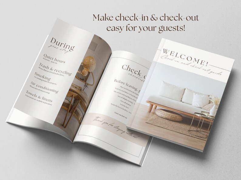 Airbnb Guest Guide Template, Editable Canva Check-in & Check-out ...