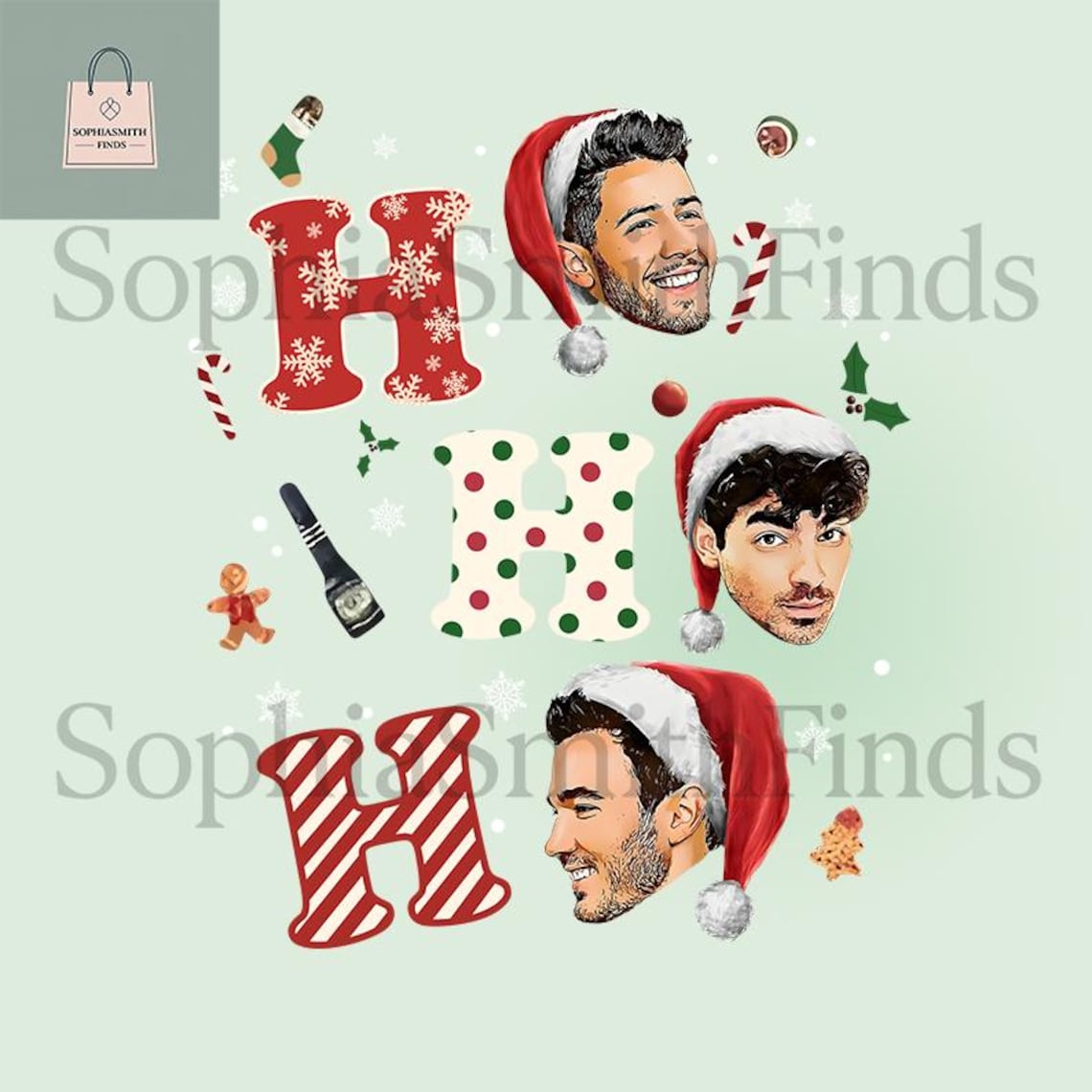 Jonas Brothers Ho Ho Ho PNG, Funny Christmas Boy Band Clipart, Santa ...