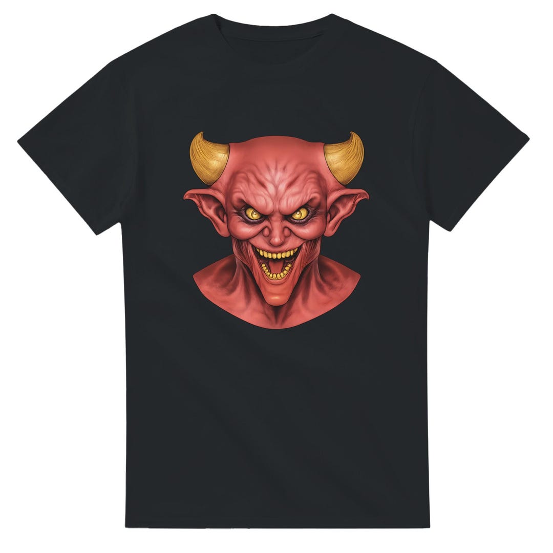 Demonic Horned Devil T-shirt - Horror Monster Graphic Tee - Dark ...