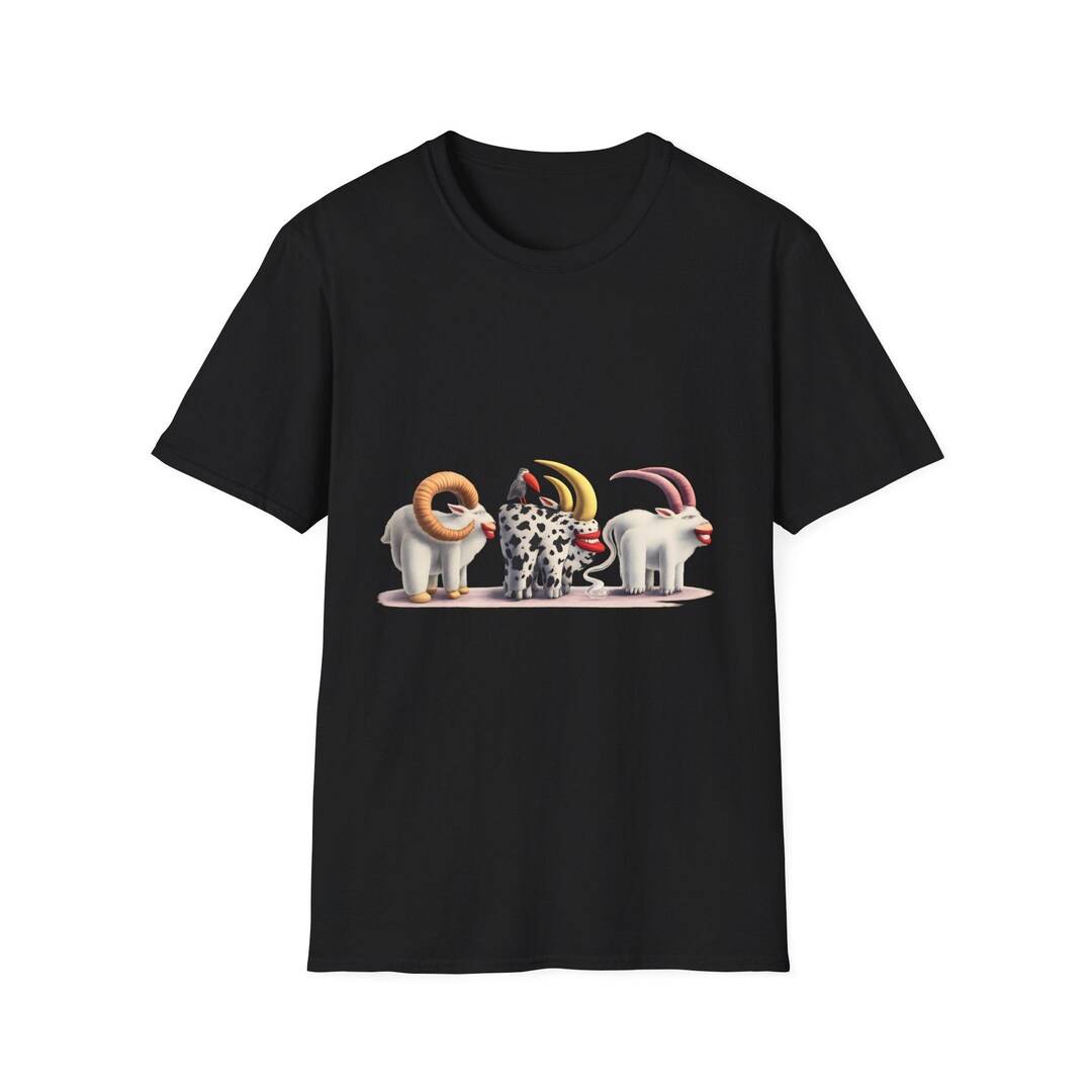 Three Cute Goats Illustration T-shirt | Pastel Horns, Dalmatian Goat ...