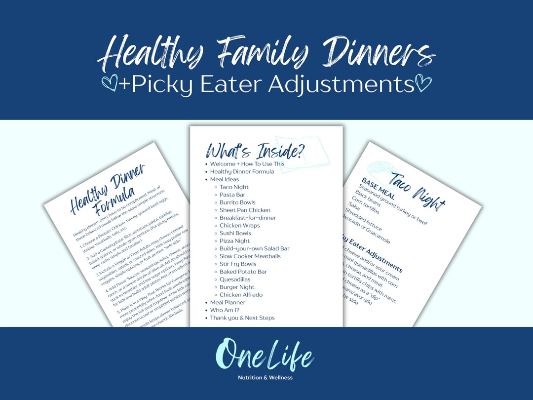 Family Dinner Guide | Picky Eater Adjustments, Easy Meal Ideas (PDF) - Etsy