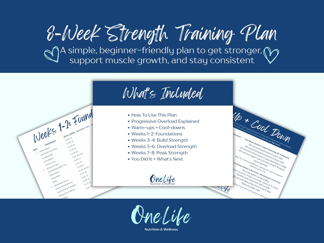 8 Week Strength Training Plan, Beginner Workout Program PDF - Etsy