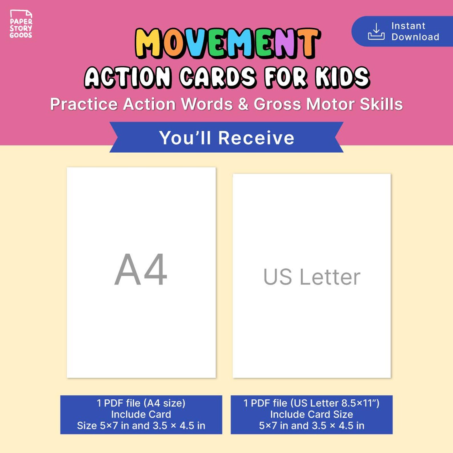 Movement Action Cards for Kids – 20 Gross Motor Skills Flashcards ...