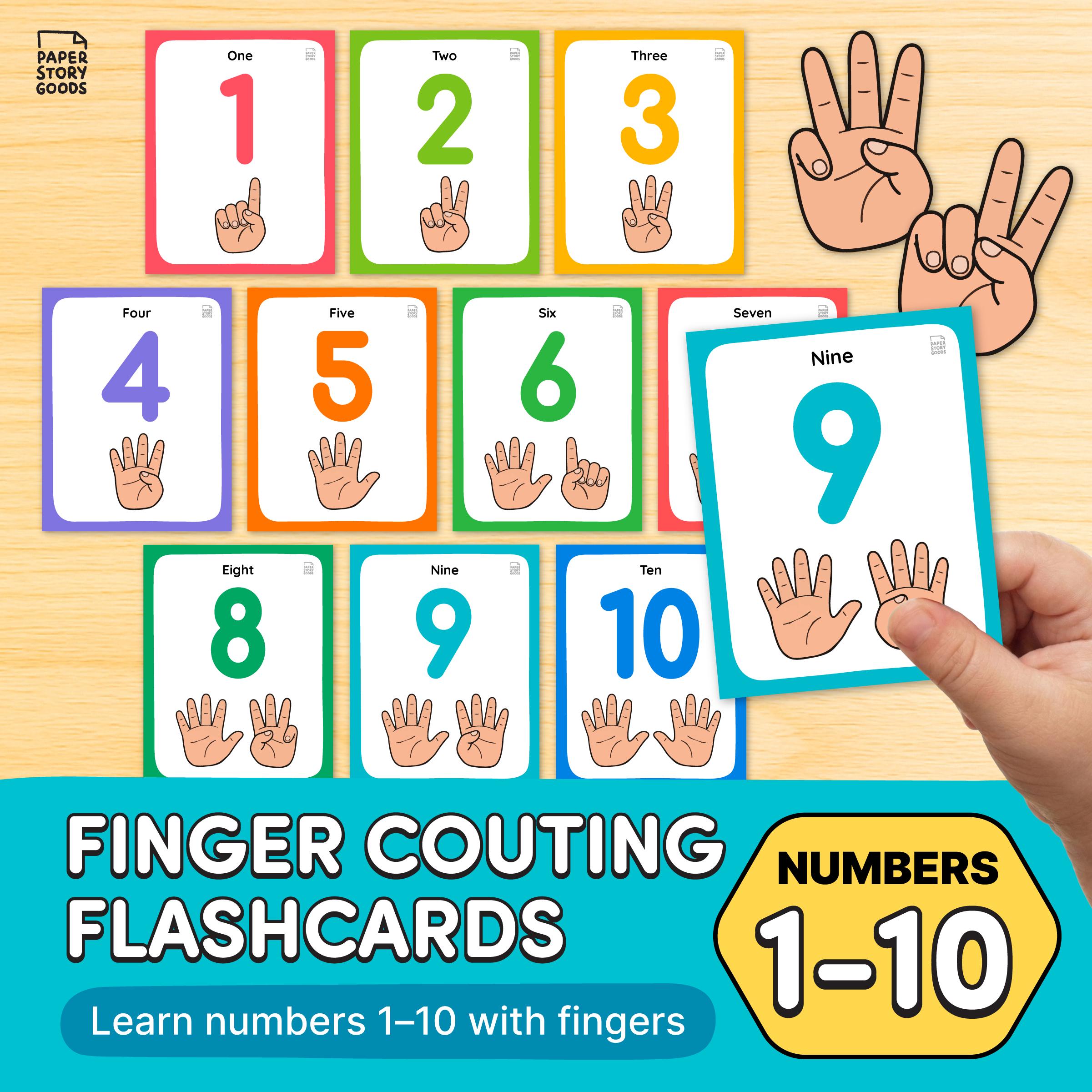 Finger Counting Flashcards Number 1–10 With Fingers Printable PDF Math ...