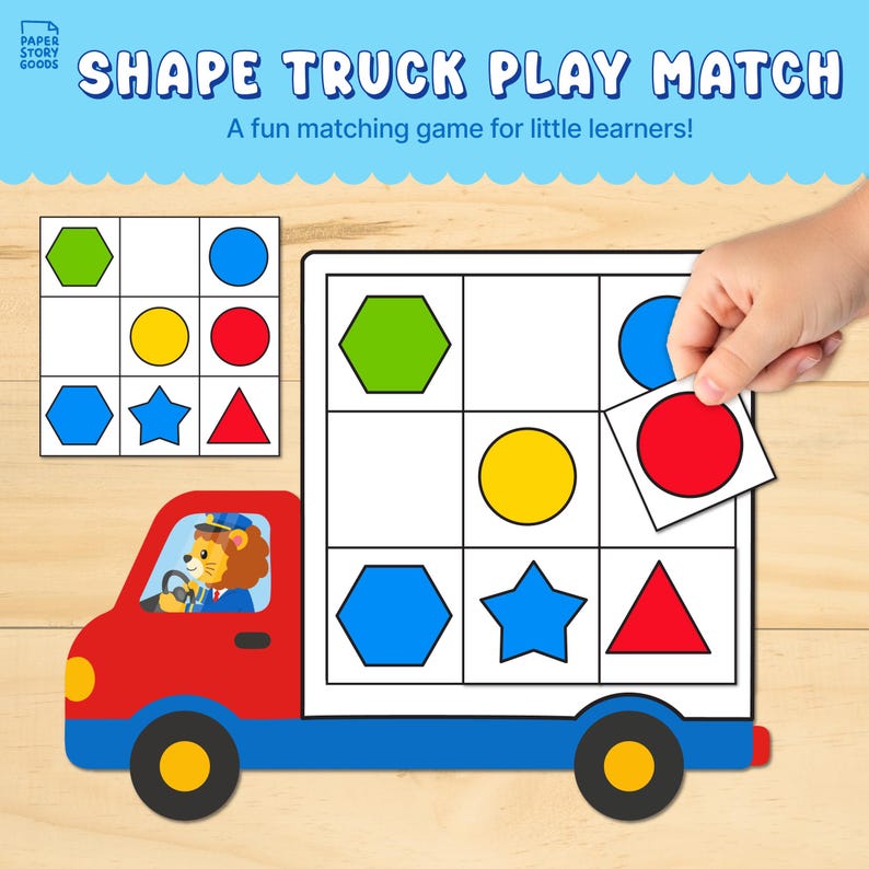 Shape Truck Play Match Printable | Preschool Shape Matching Busy Book ...