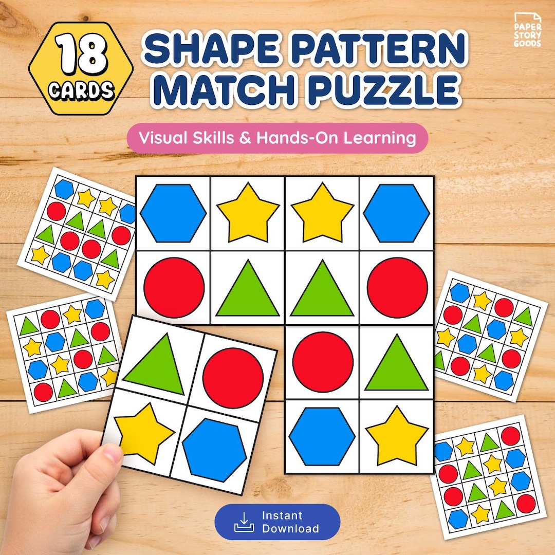 Shape Pattern Match Puzzle – Printable Visual Skills & Hands-on ...