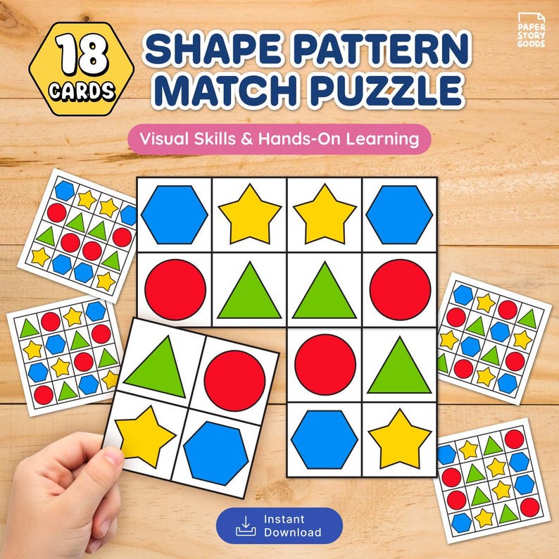 Shape Pattern Match Puzzle – Printable Visual Skills & Hands-on ...