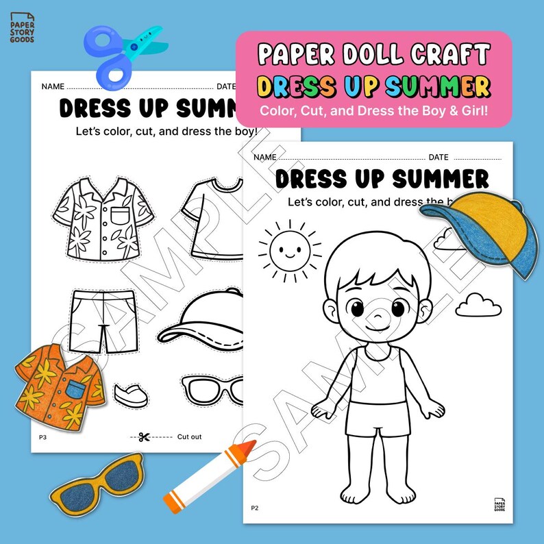 Dress up Summer Paper Doll Craft, Activity for Preschool & Kindergarten ...