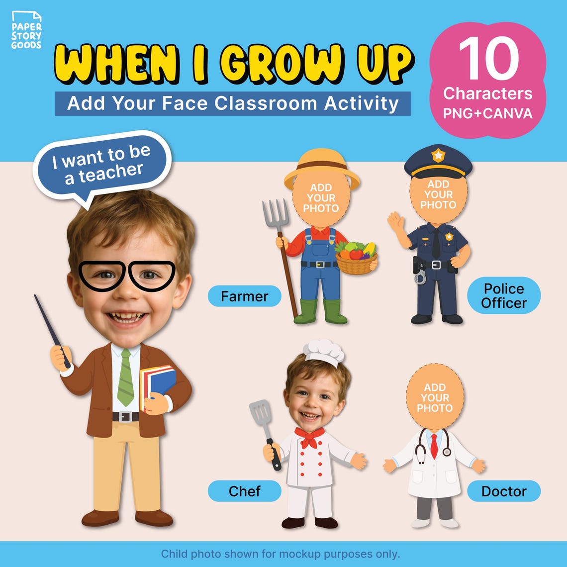 Classroom Career Day Activity – Add Your Face, 10 Jobs (PNG + Canva) - Etsy
