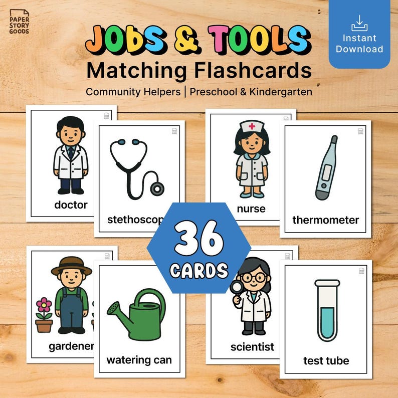 Jobs and Tools Matching Flashcards | Community Helpers Activities ...