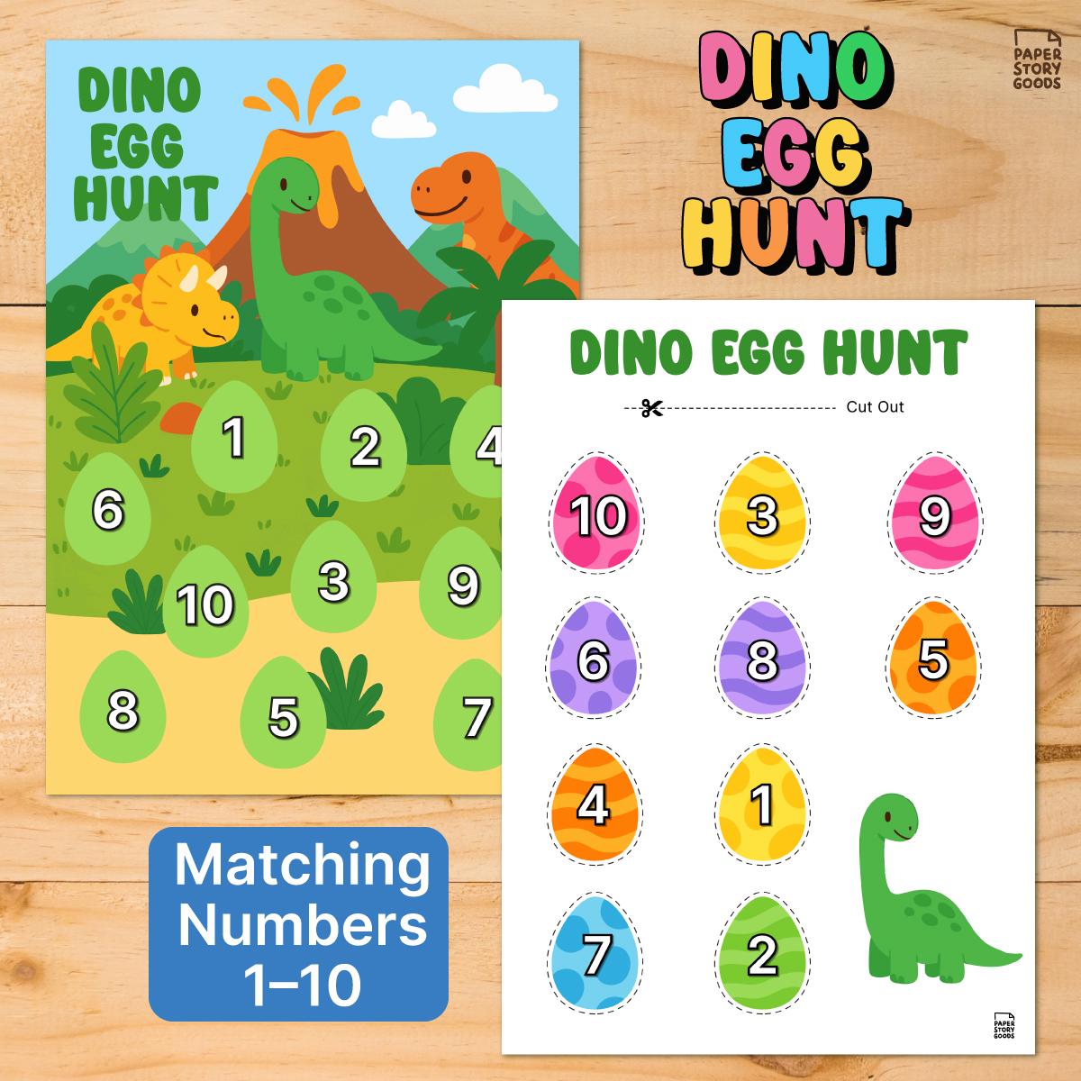 Dino Egg Hunt – Cut & Paste Number Match (1–10) | Preschool Math ...