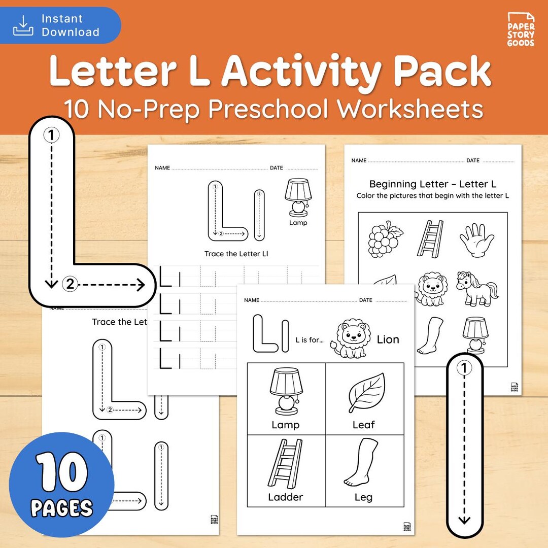 Letter L Activity Pack | 10 No-prep Preschool Worksheets | Tracing ...