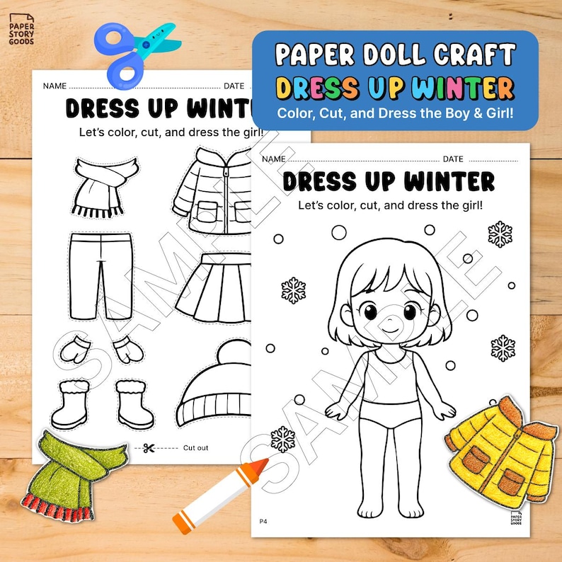 Winter Paper Doll Craft | Color, Cut, and Paste Activity (PDF) - Etsy
