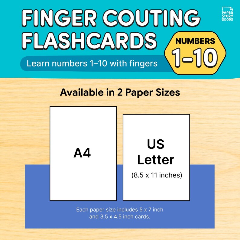 Finger Counting Flashcards Number 1–10 With Fingers Printable PDF Math ...