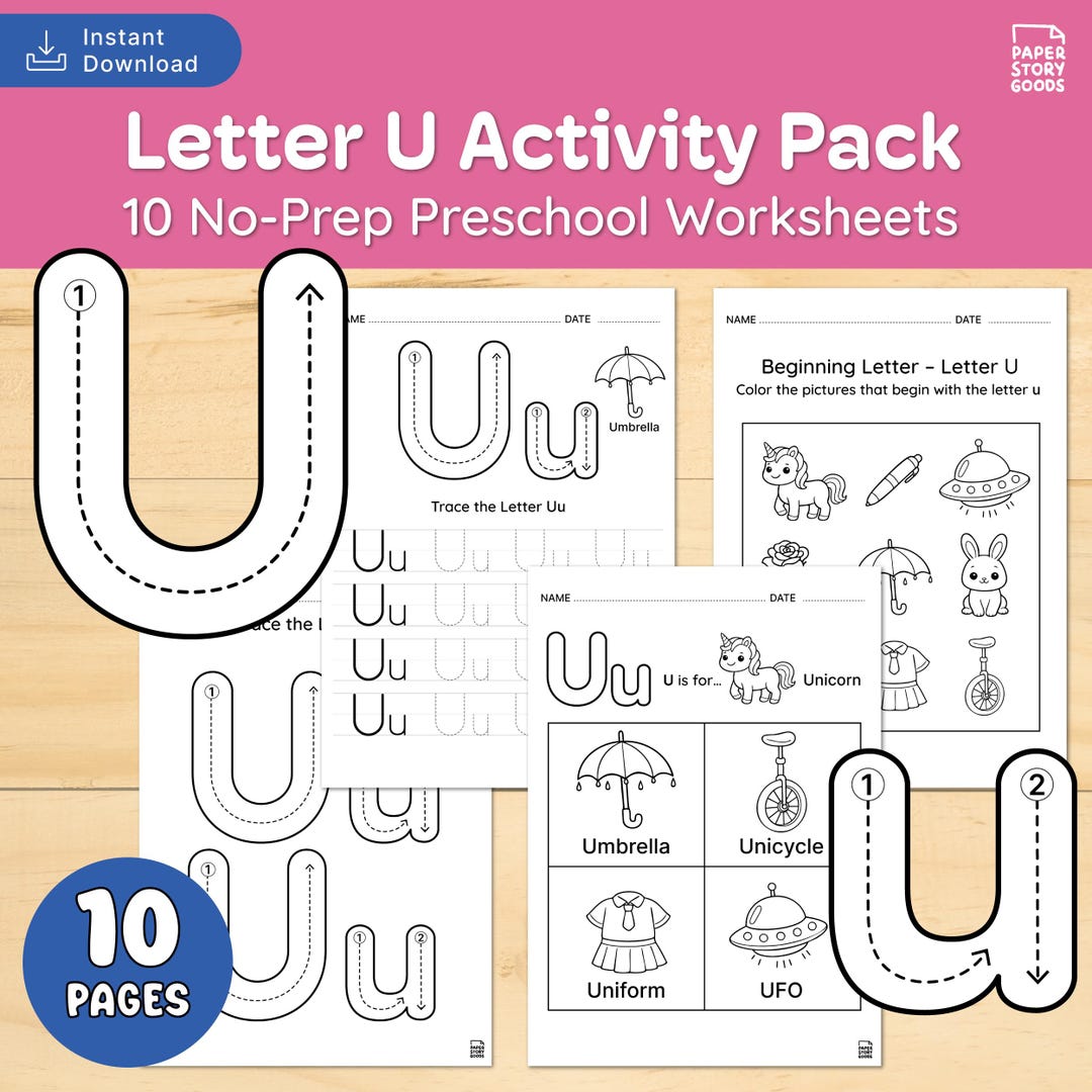 Letter U Activity Pack | 10 No-prep Preschool Worksheets | Tracing ...