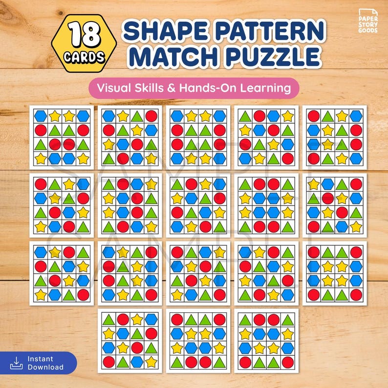 Shape Pattern Match Puzzle – Printable Visual Skills & Hands-on ...