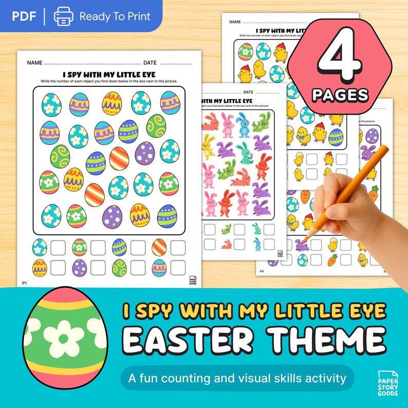 Easter I Spy Printable Counting Activity Math Game Visual Skills ...