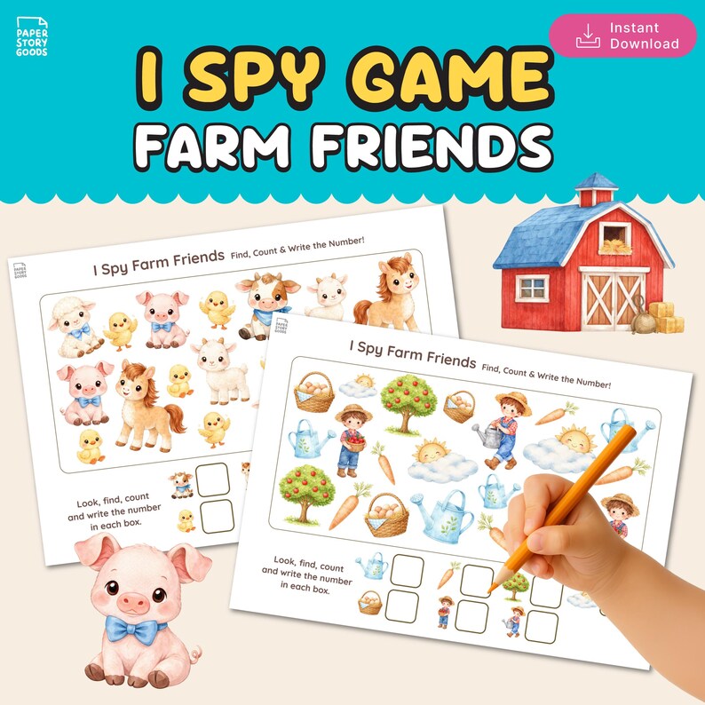 Farm I Spy Game Printable – Preschool Find, Count & Write Activity - Etsy