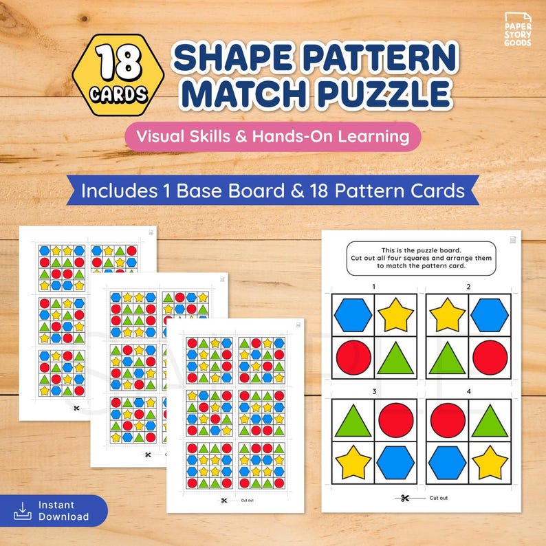 Shape Pattern Match Puzzle – Printable Visual Skills & Hands-on ...