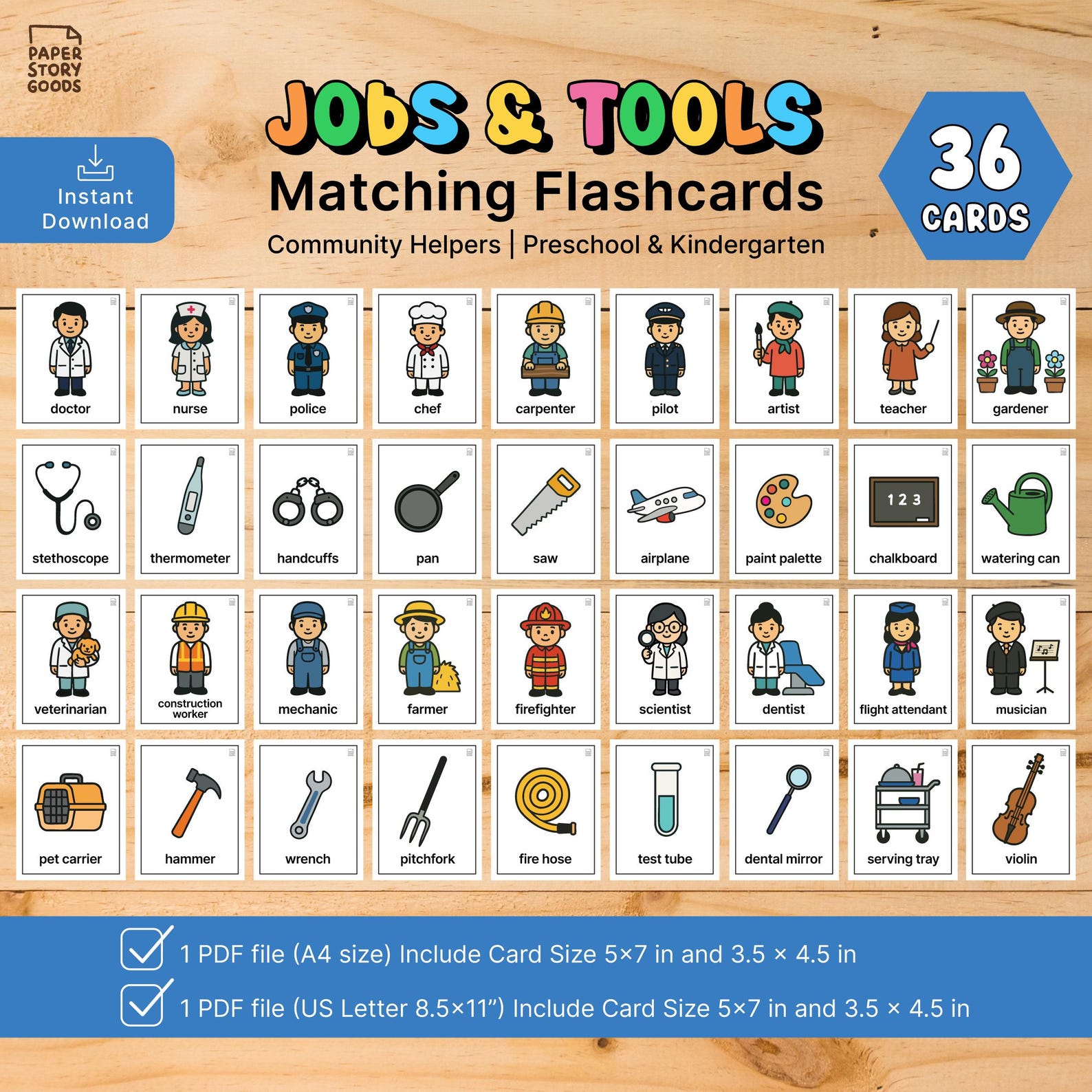 Jobs and Tools Matching Flashcards | Community Helpers Activities ...